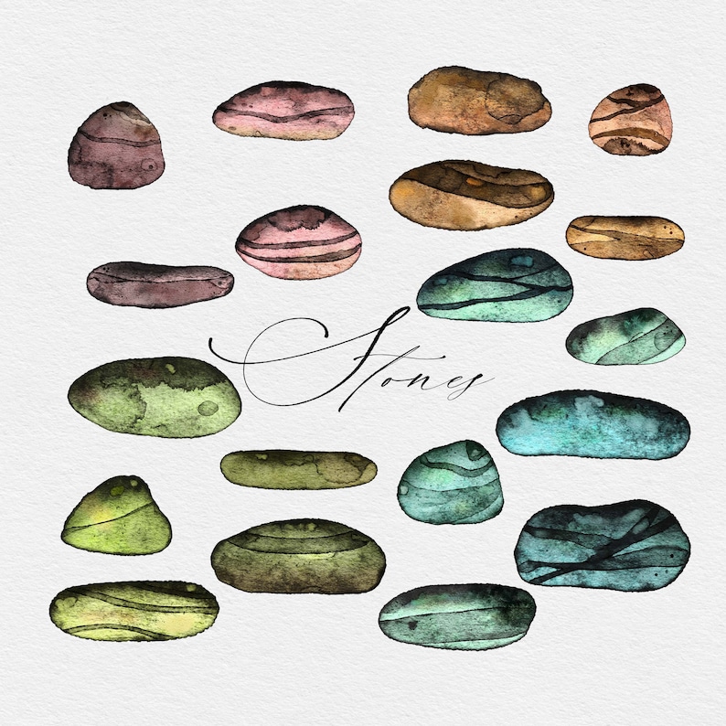 Stones Zen Watercolor Clip Art Set - Etsy