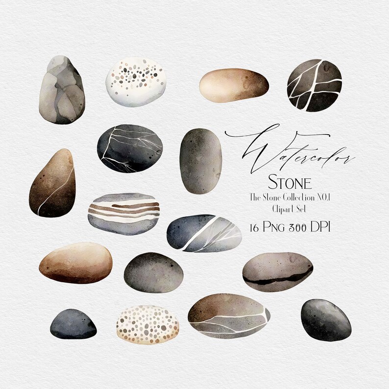 Pebbles Stone Clip Art Set - Illustration Instant Download - Etsy