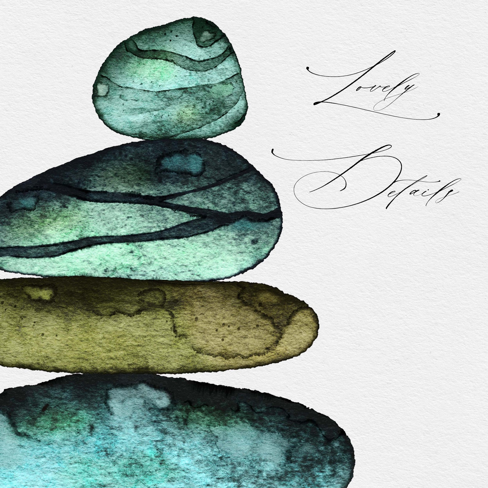 Stones Zen Watercolor Clip Art Set - Etsy