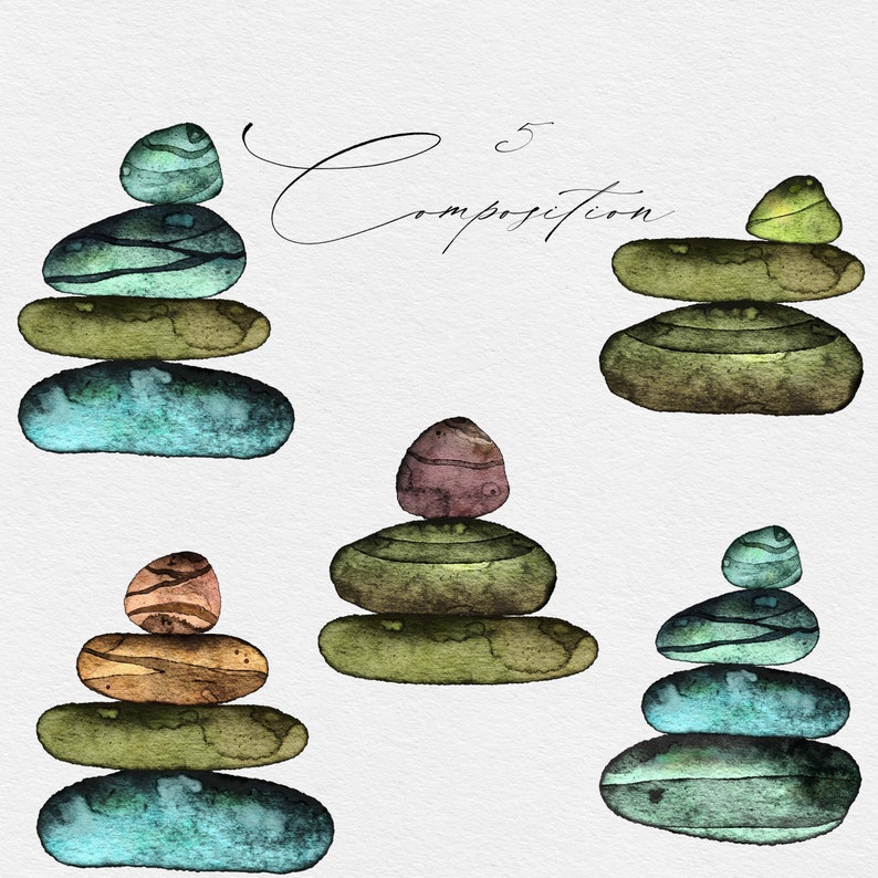Stones Zen Watercolor Clip Art Set - Etsy