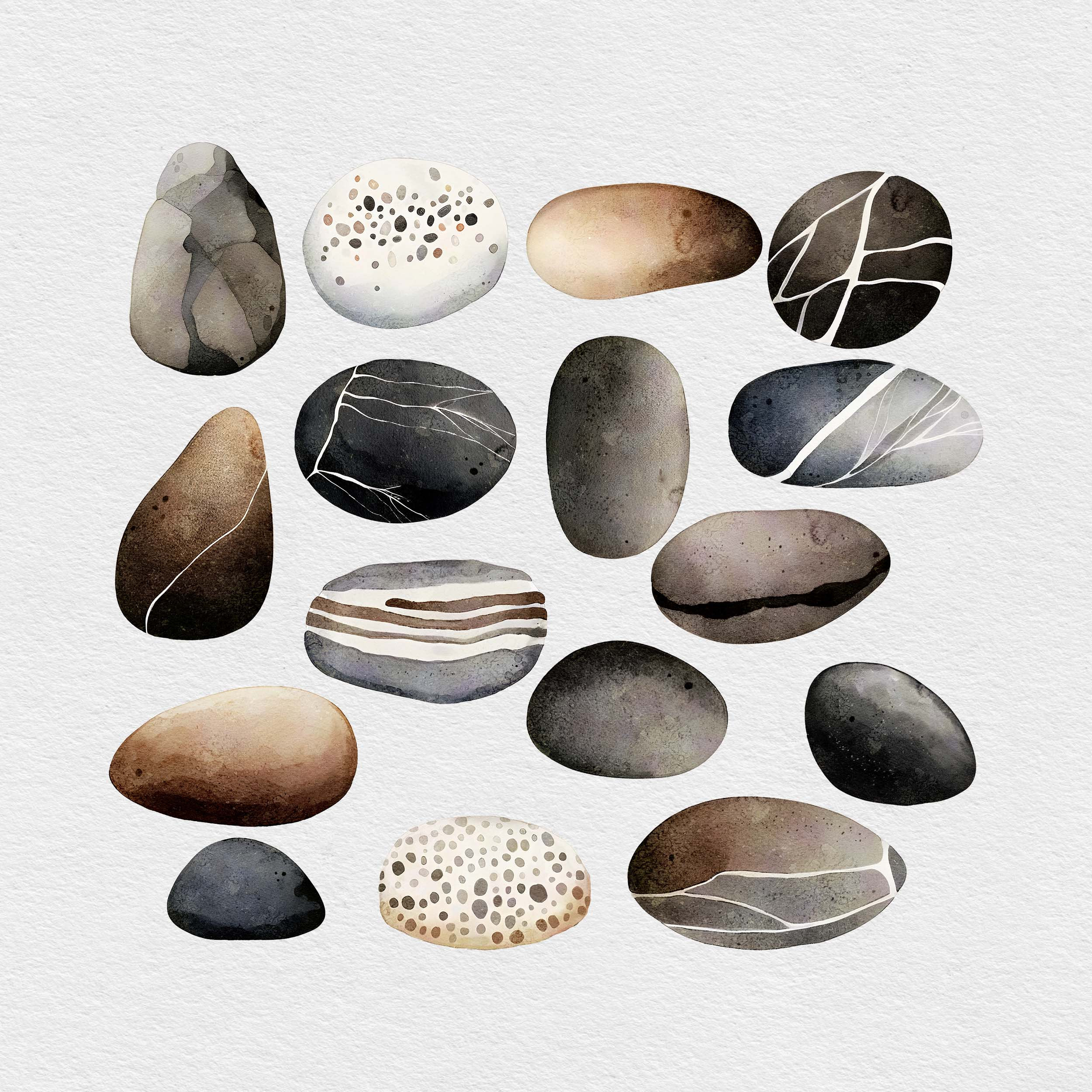 Pebbles Stone Clip Art Set - Illustration Instant Download - Etsy