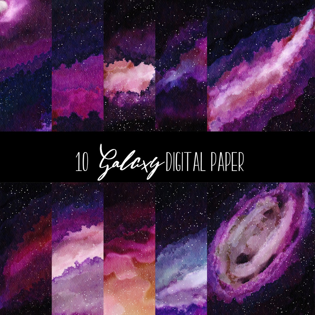10 Galaxy Star Watercolor Backgrounds - Watercolor Background Digital ...