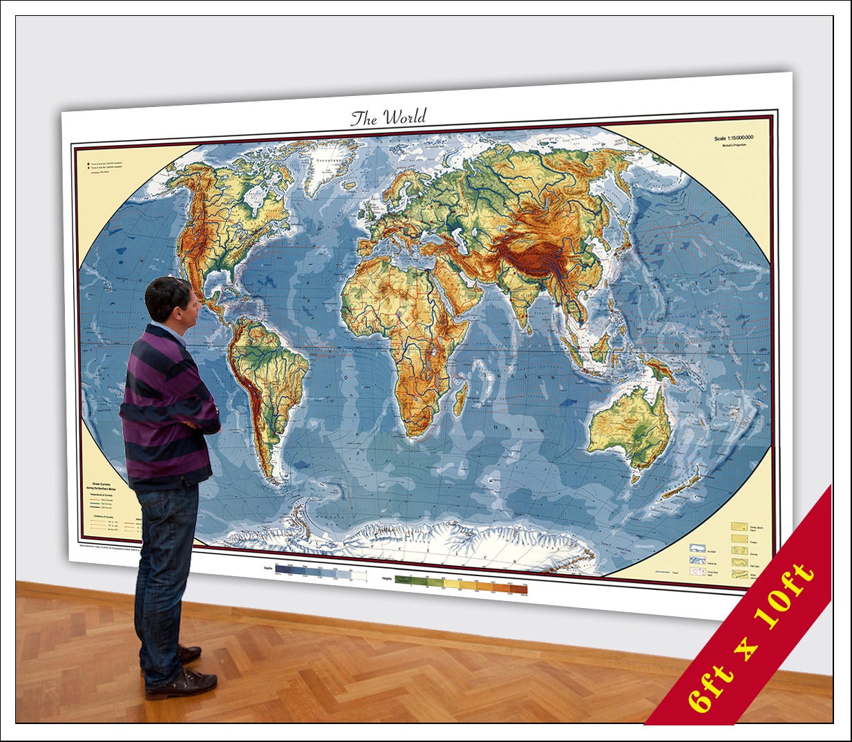 Big World Map. Huge Map of the World. 6xft x 10ft map. | Etsy