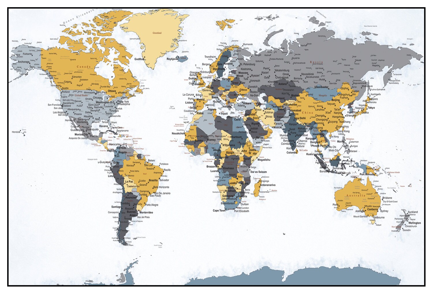 Big World Map. Huge Map of the World. 5x8ft or 6xft x 10ft | Etsy