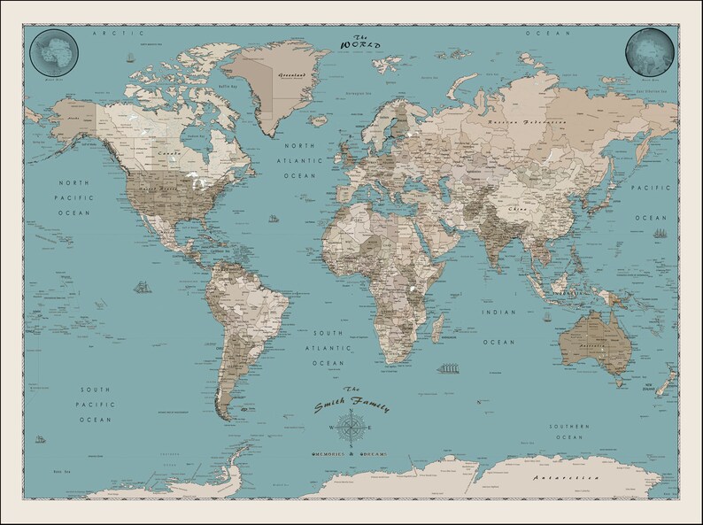 Big World Map. A Huge Map of the World. up to 6xft X 10ft Map. - Etsy