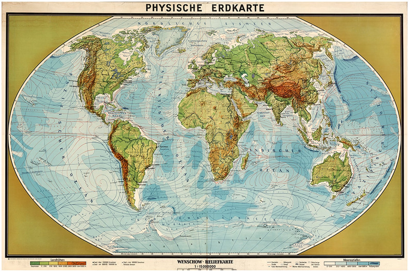 Large Vintage World Map Vintage Map of the World 1950s the - Etsy