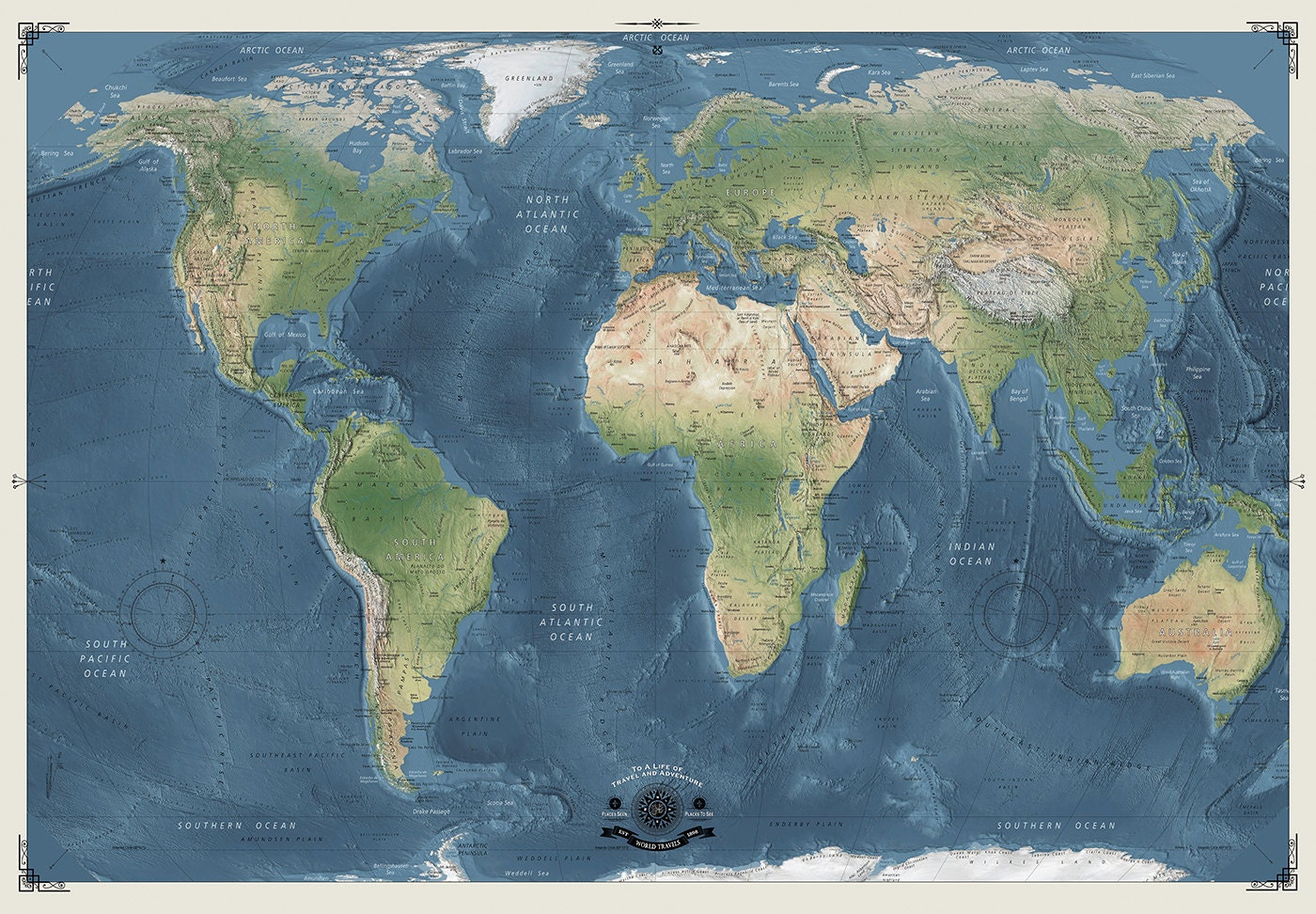 Big World Map. Huge Map of the World. Up to 6xft x 10ft map. | Etsy