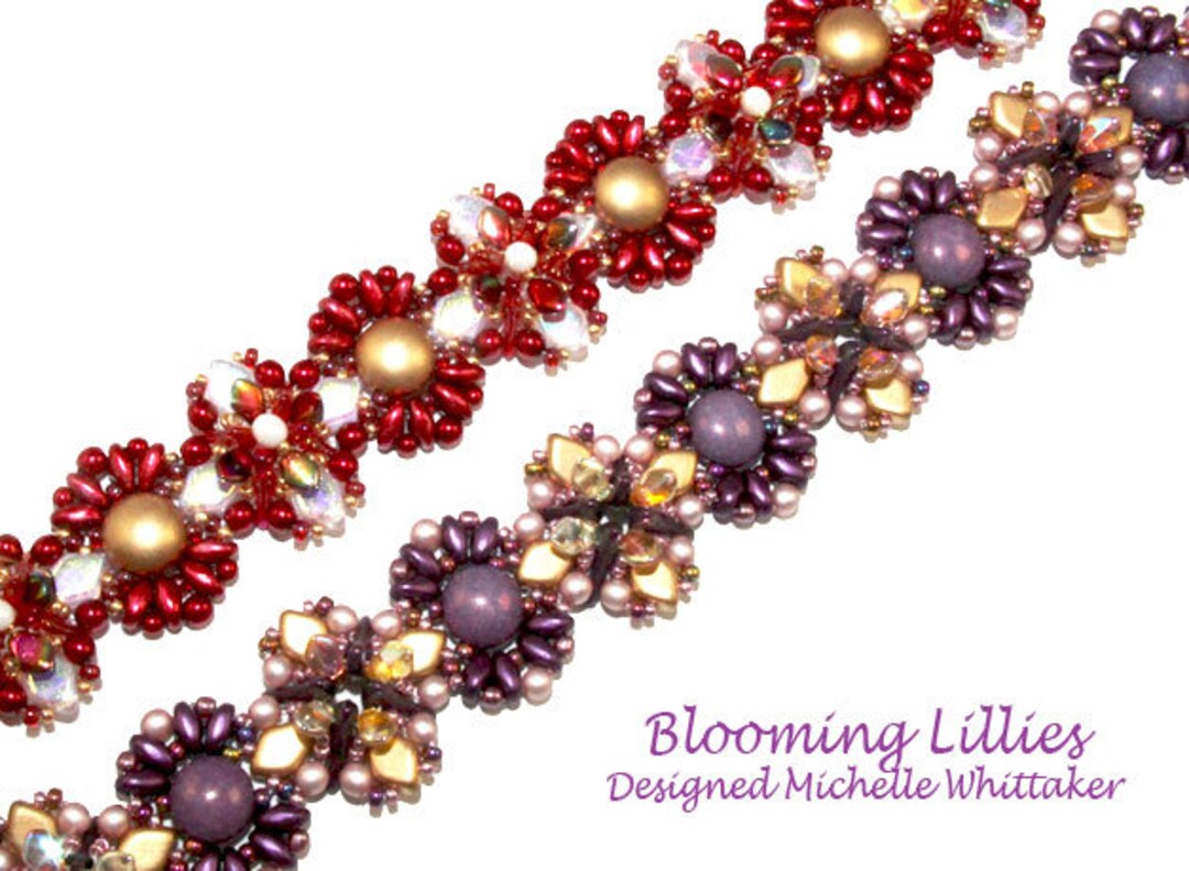 Blooming Lillyies Bracelet Needlework Tutorial PDF - Kite Beads - Etsy