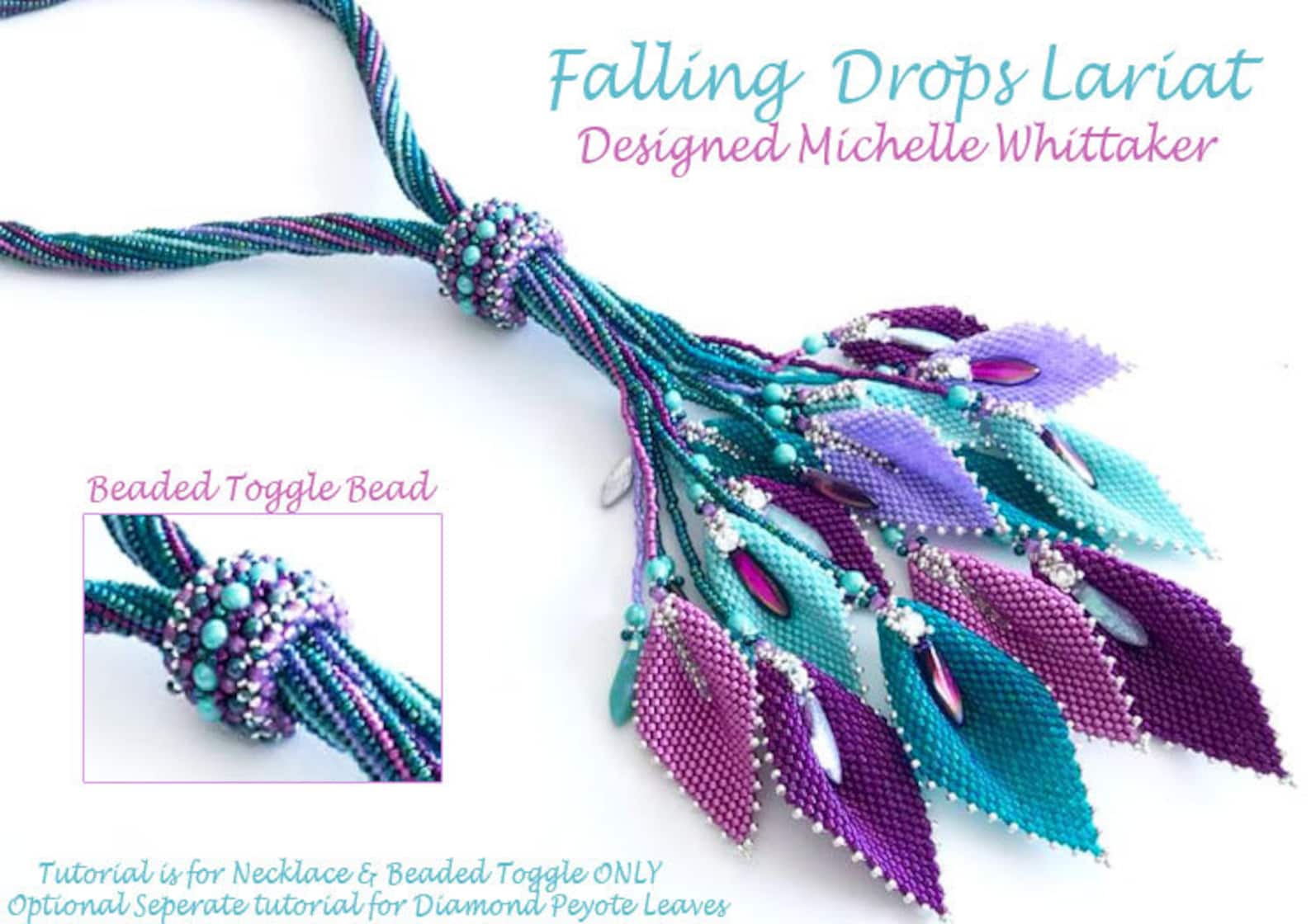 Falling Drops Lariat & Beaded Toggle Bead ONLY Needlework Tutorial PDF ...