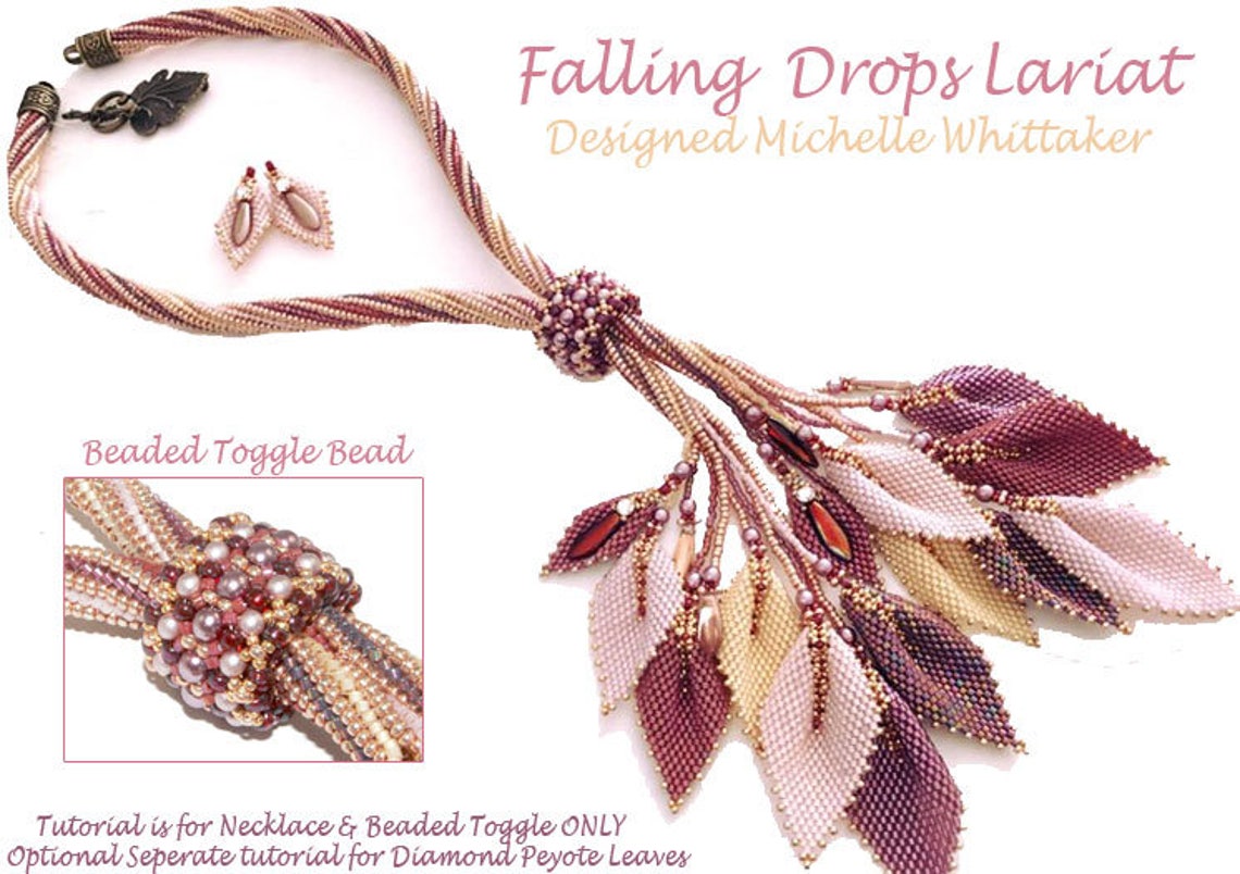 Falling Drops Lariat & Beaded Toggle Bead ONLY Needlework Tutorial PDF ...