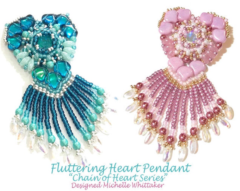 Fluttering Hearts Pendant Chain of Heart Series Needlework Tutorial PDF ...