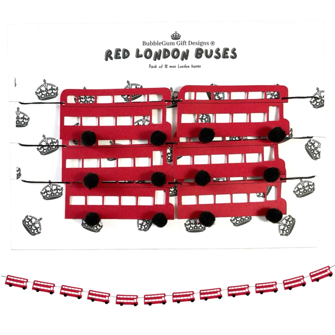 Mini Double Decker Bus Bunting, London Bus Transportation Party, Cute ...