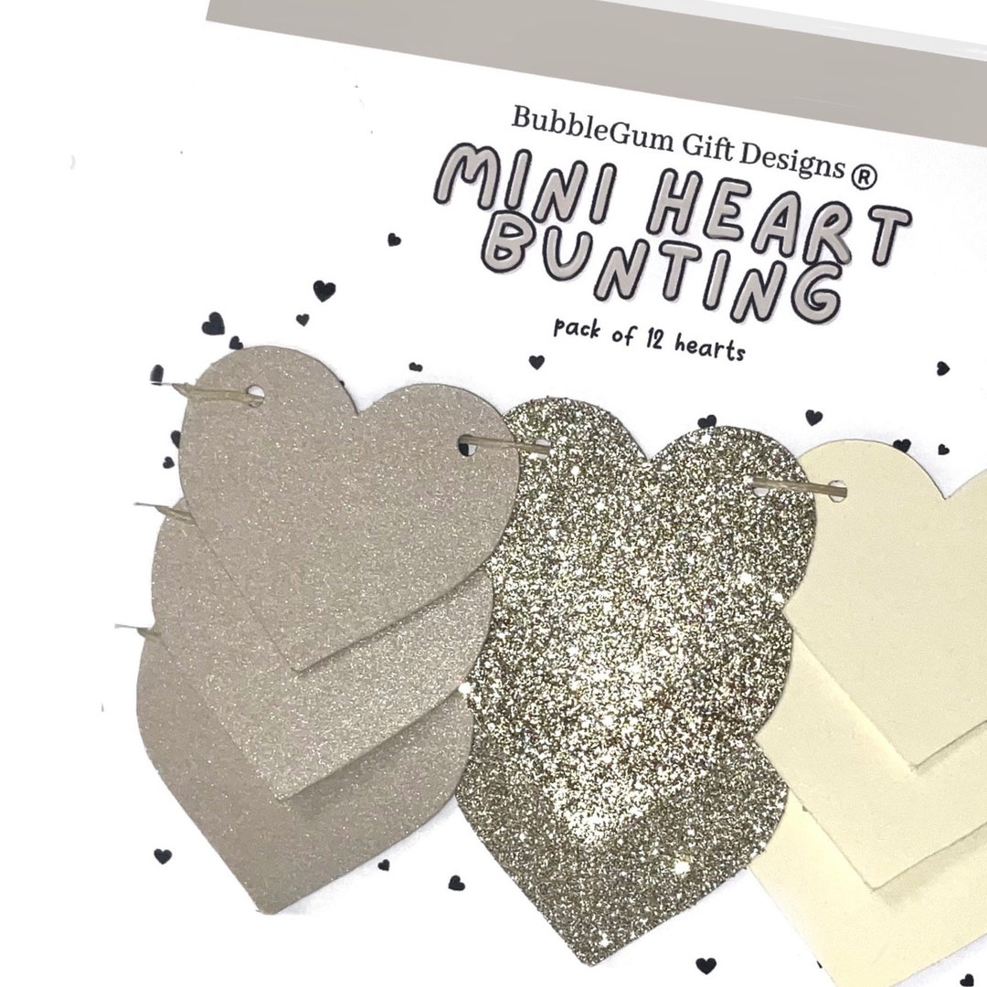 Mini Beige Cottagecore Mini Heart Bunting, Farmhouse Kitchen Shelf ...