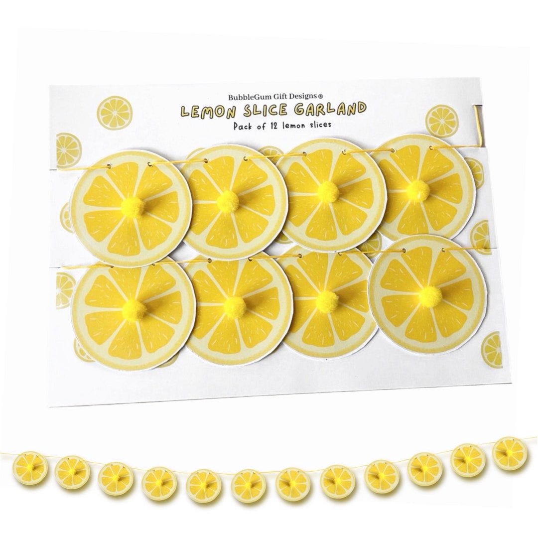 Mini Lemon Garland Citrus Decor, Cute Lemon Slices With Pom Pom Centres ...