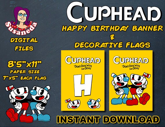 CUPHEAD Birthday Banner Printable in English. Instant | Etsy