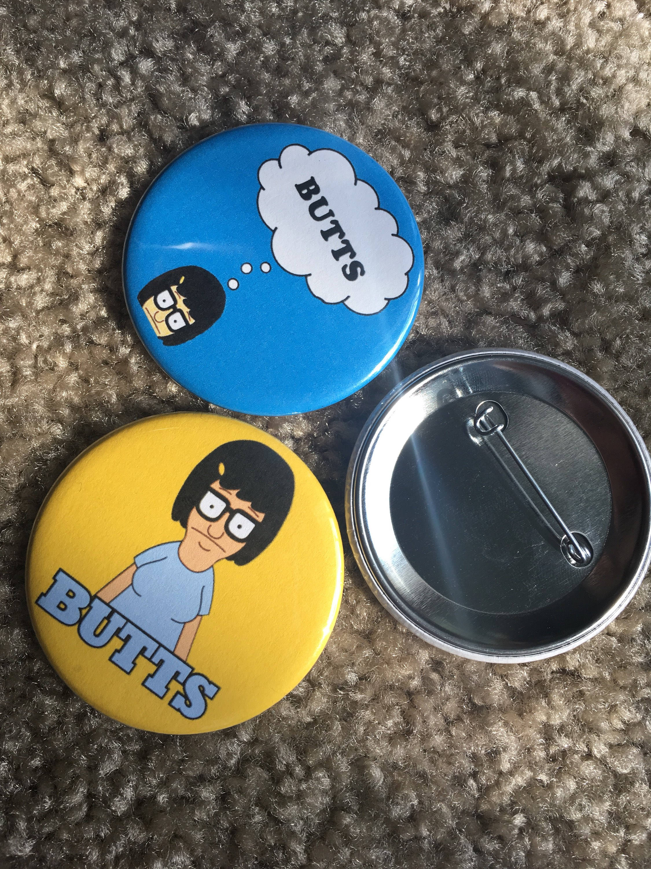 Bob's Burguers Tina Belcher Butts Pin Buttons 2.25" - Etsy