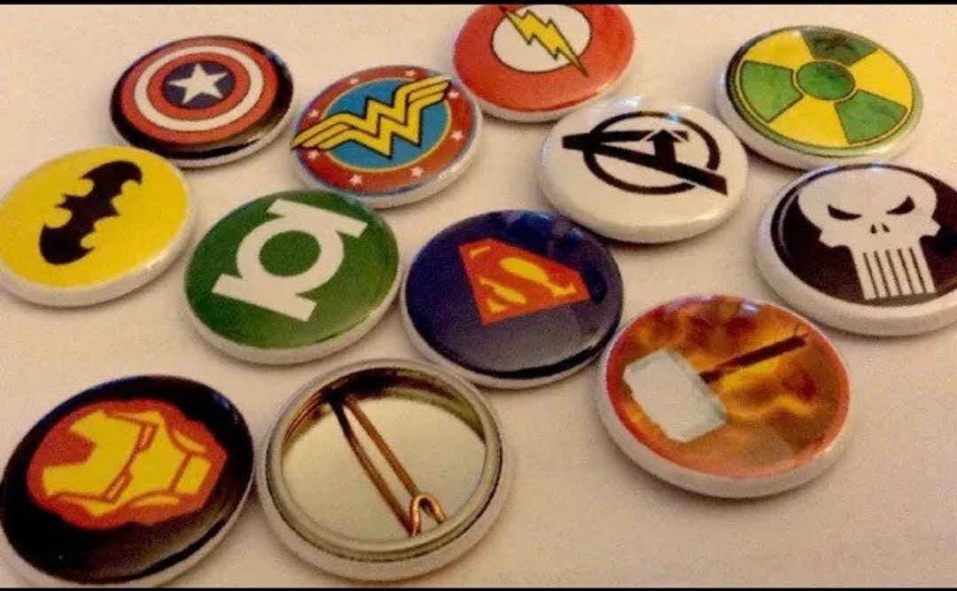 Avengers Super Heroes Pin Buttons Set of (12) - Etsy