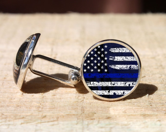 American Heroes Police Shield Cufflinks Handmade Cuff Links for Cops ...