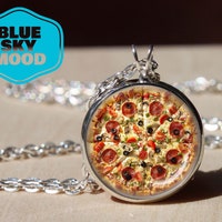 Pizza Necklace Pepperoni Pizza Jewelry Silver Pizza Charm Necklace ...