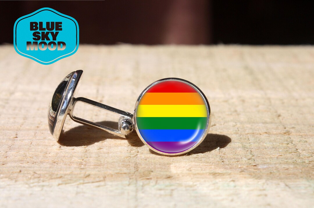 Rainbow Flag LGBT Cuff Links, Gay Pride Links, Pride Flag Wedding Cuff Link, LGBT Pride ...