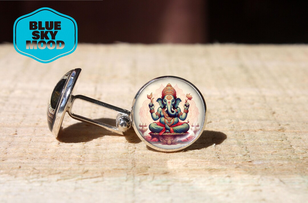 Ganesha Ganapati Cufflinks, Hindu God Cufflink, Neon Style Handmade ...