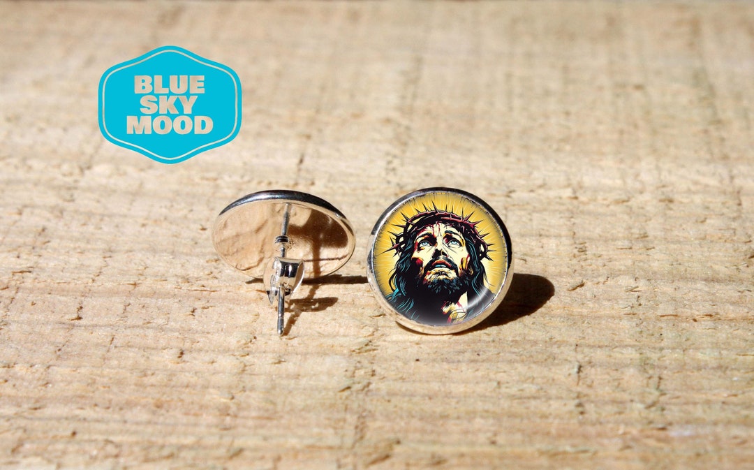Jesus Love Stud Earrings, Jesus Christ Crown of Thorns Earrings ...