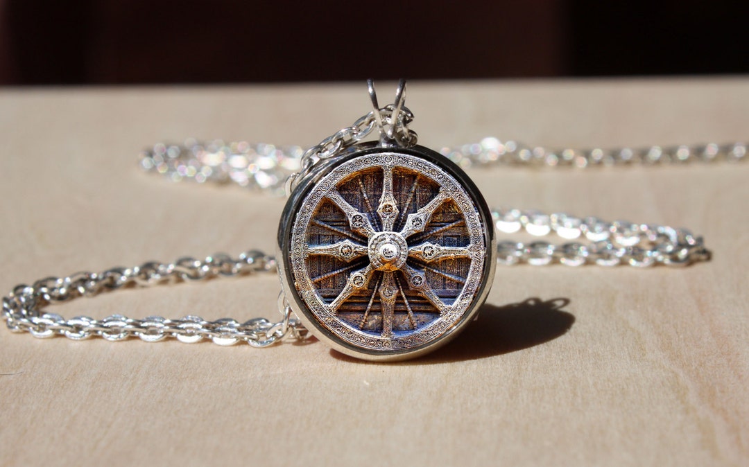Handmade Dharma Wheel Necklace: Buddhist Pendant, Sacred Geometry - Etsy
