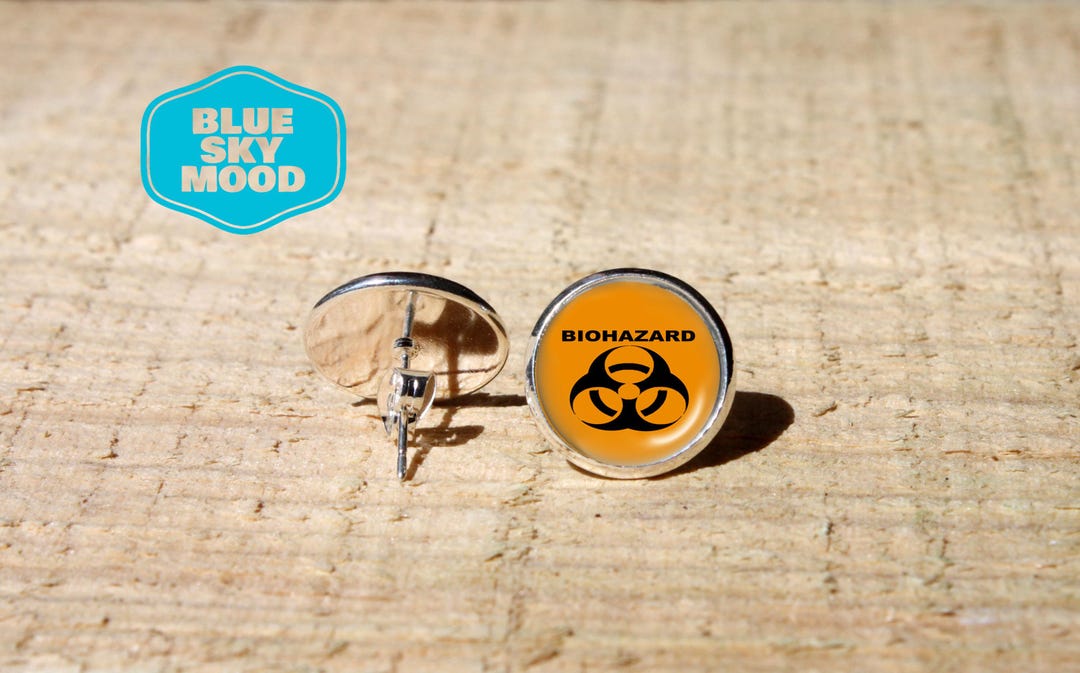 Handmade Biohazard Symbol Stud Earrings: Post Apocalyptic Style Jewelry ...
