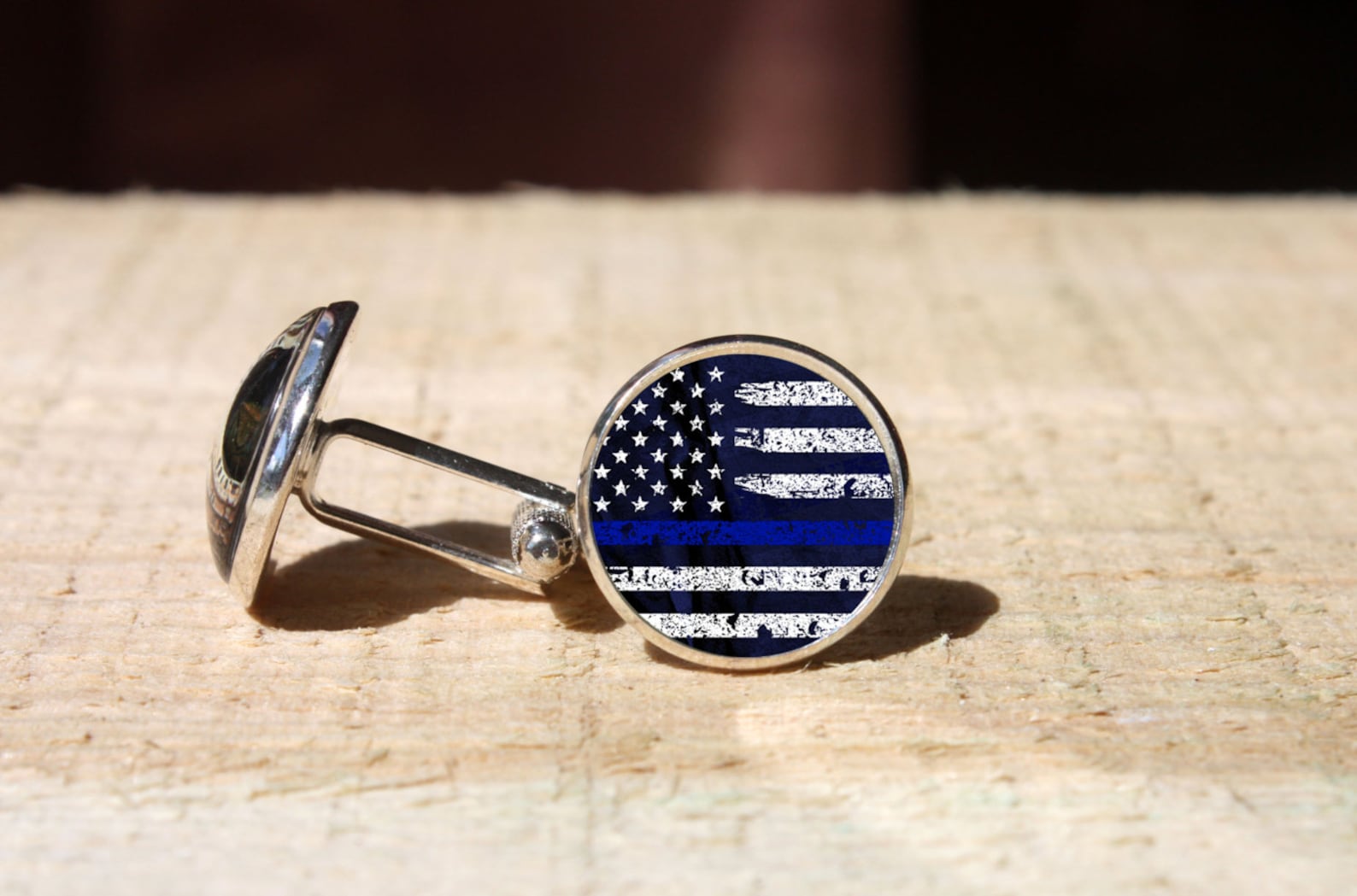 Thin Blue Line Cufflinks: Police Officer Gift, Handmade Cuff Links ...