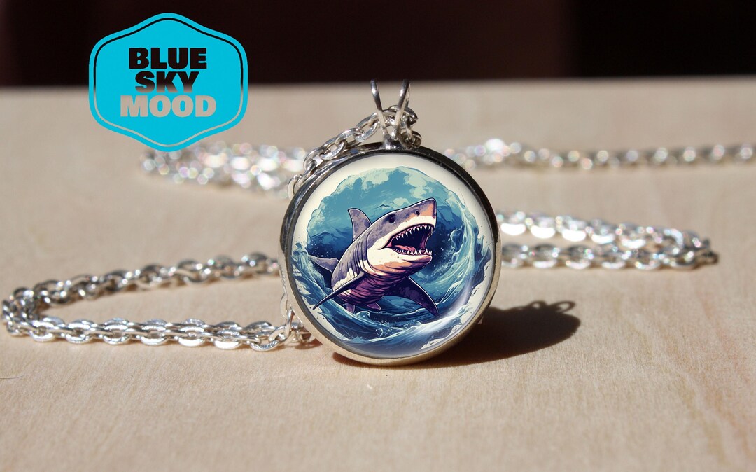 Megalodon Necklace, Giant Shark Handmade Shark Pendant With Chain, Art ...