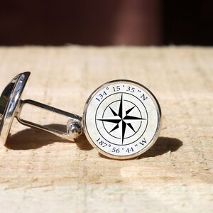 Handmade Coordinates Cufflinks, Compass Cufflink, Glass Dome Cuff Links ...