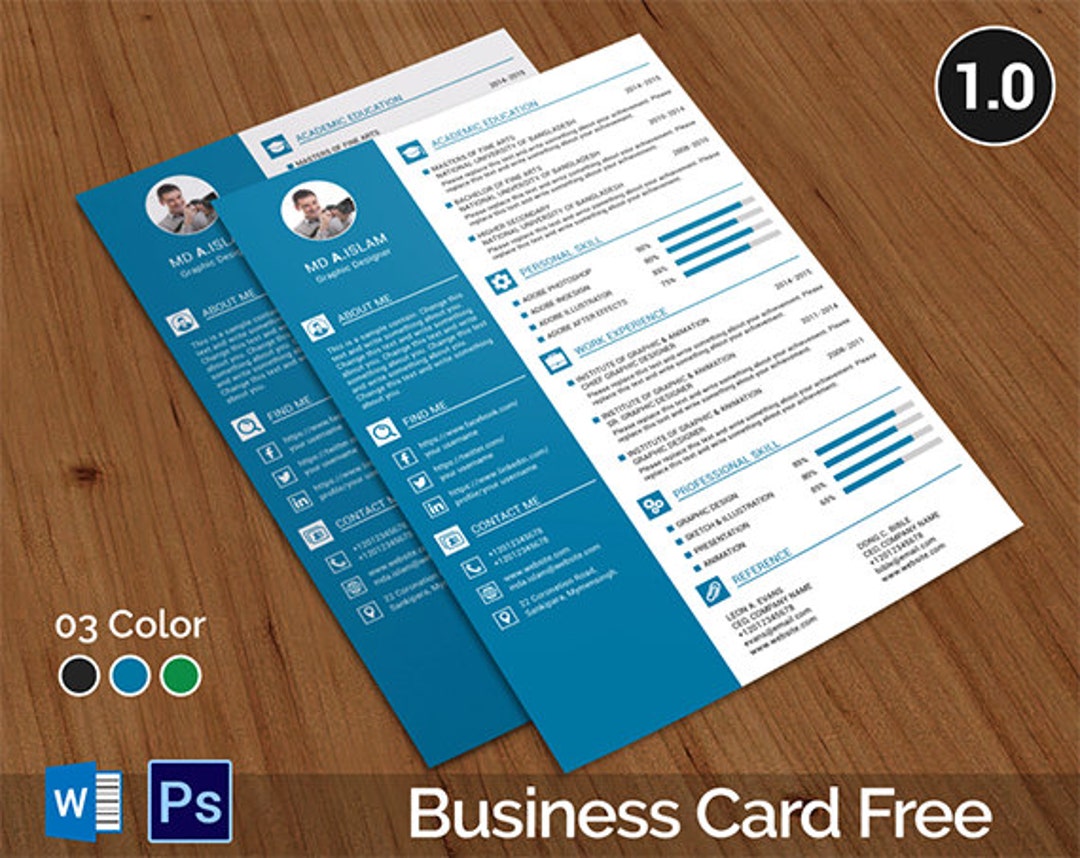 CV Template, CV Template With Business Card, CV, Resume Template ...