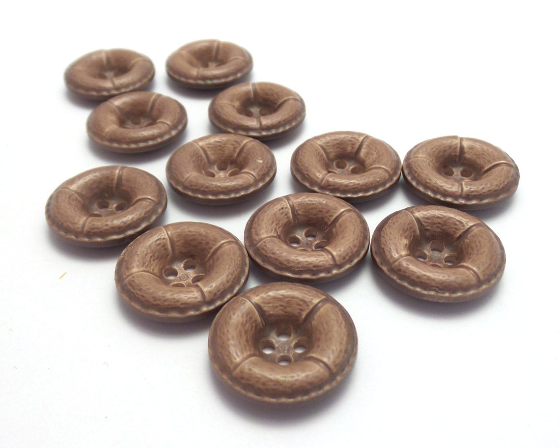 12 Vintage Leather-like 80s Tan Buttons - Etsy