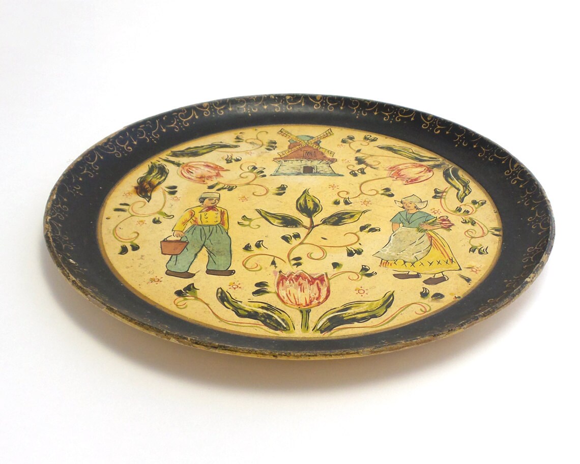 Vintage Hand Painted Paper Mache Plate - Made in Japan - Alcohol Proof ...