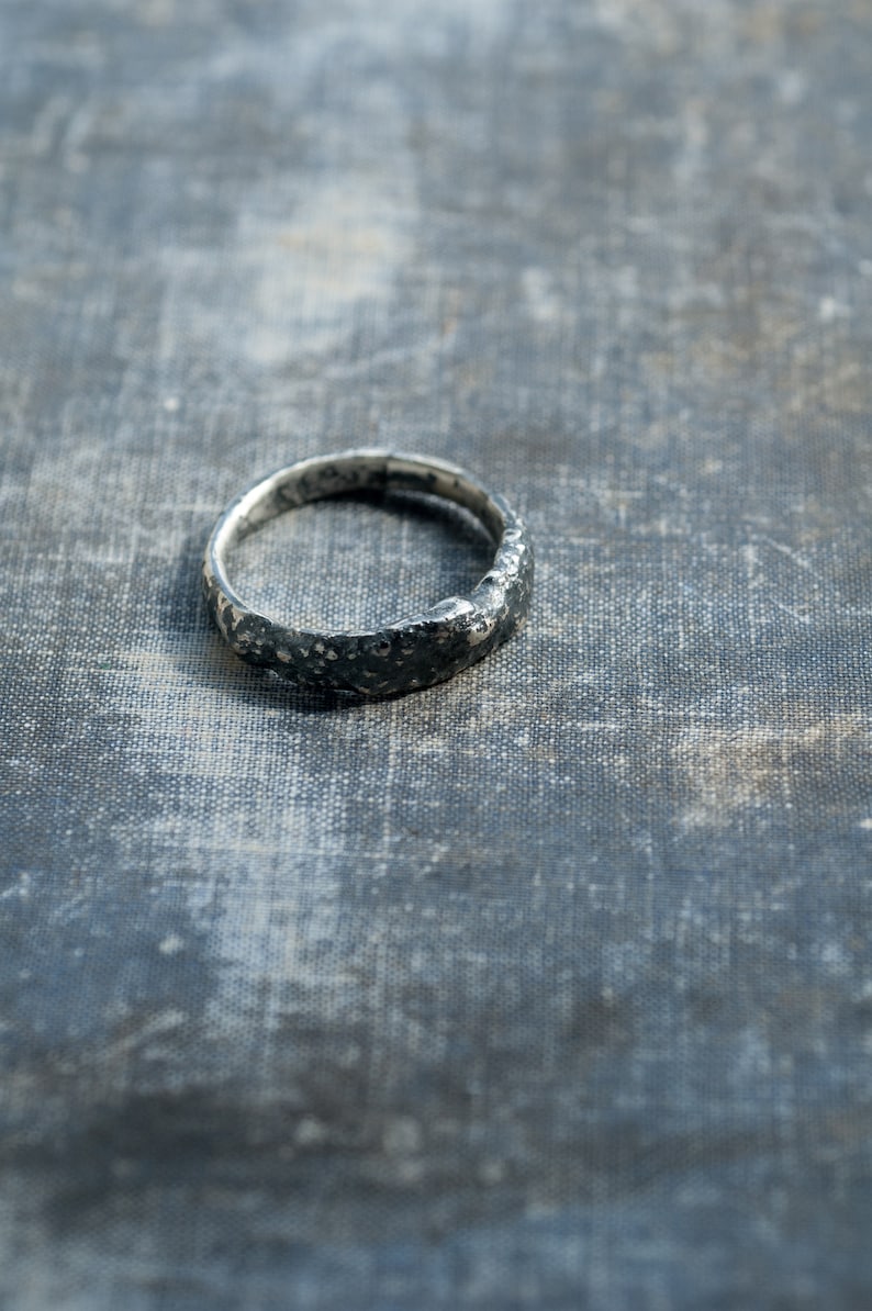 Raw Silver Mens Ring Rustic Silver Ring Unique Mens Ring - Etsy