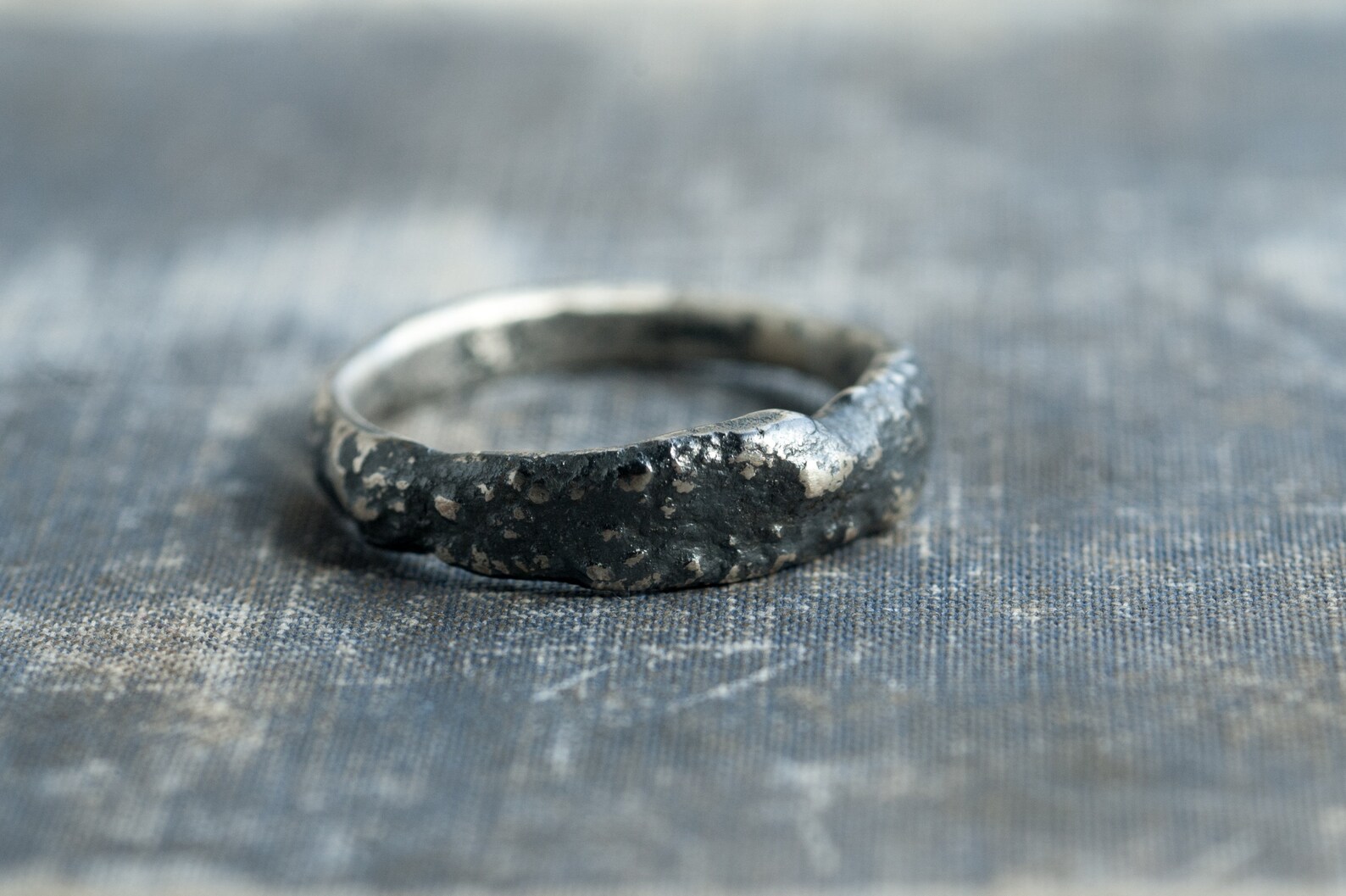 Raw Silver Mens Ring Rustic Silver Ring Unique Mens Ring - Etsy