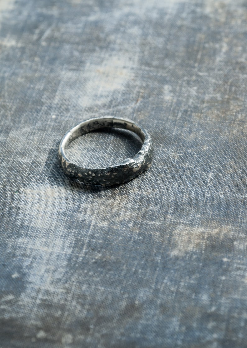 Raw Silver Mens Ring Rustic Silver Ring Unique Mens Ring - Etsy