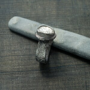 Organic Rutile Quartz Ring Raw Silver Oxidized Reticulated Sterling ...