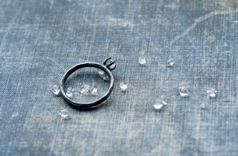 Herkimer Diamond Ring Dainty Minimalist Alt, Oxidized Raw Sterling ...