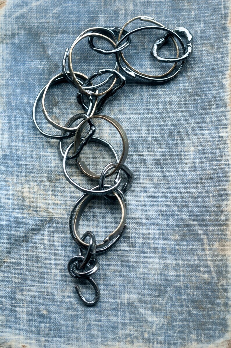 Unique Chunky Chain Link Bracelet, Handmade Mixed Metal Jewelry, Raw ...