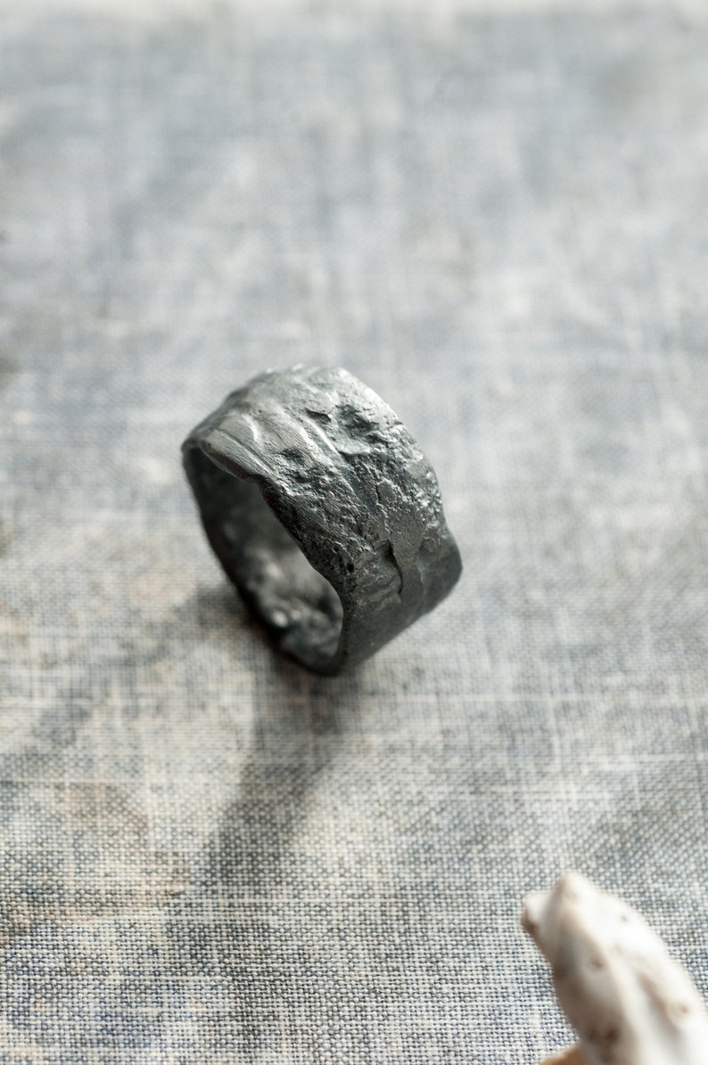 Wide Silver Ring Organic Silver Ring Oxidized Sterling - Etsy