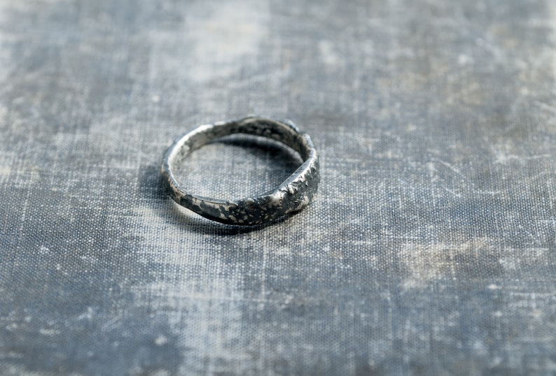 Raw Silver Mens Ring Rustic Silver Ring Unique Mens Ring - Etsy