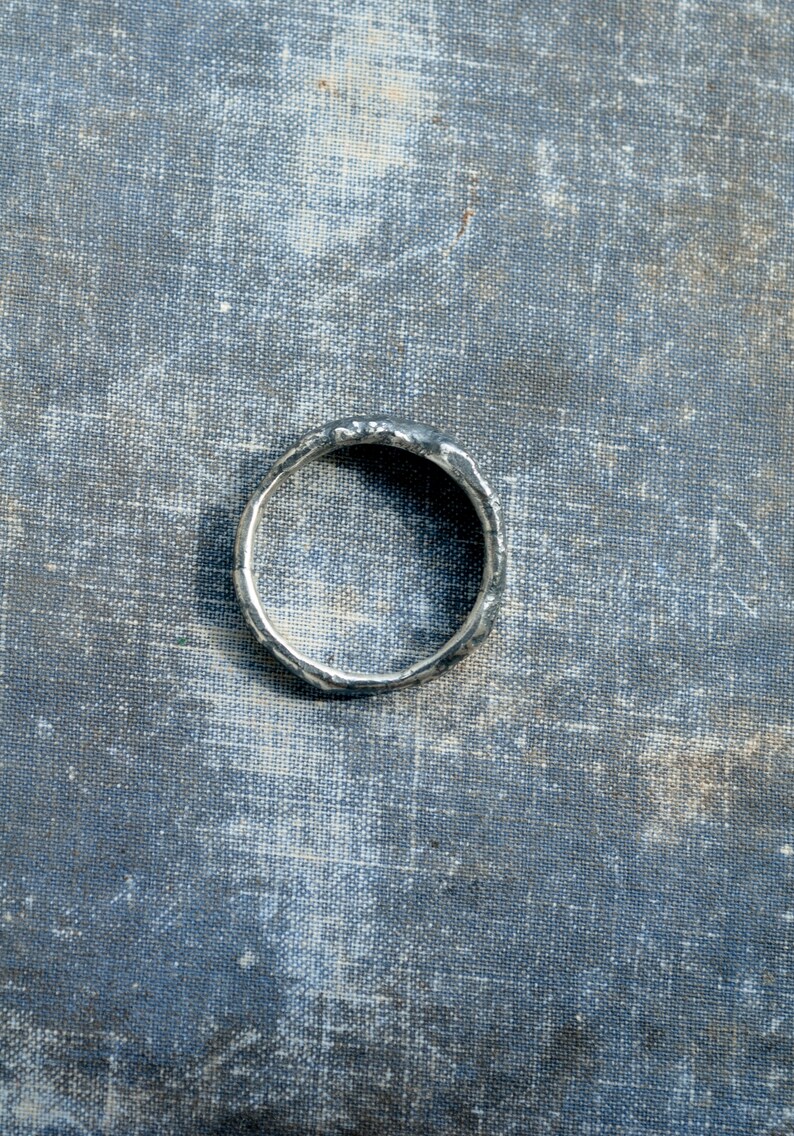 Raw Silver Mens Ring Rustic Silver Ring Unique Mens Ring - Etsy