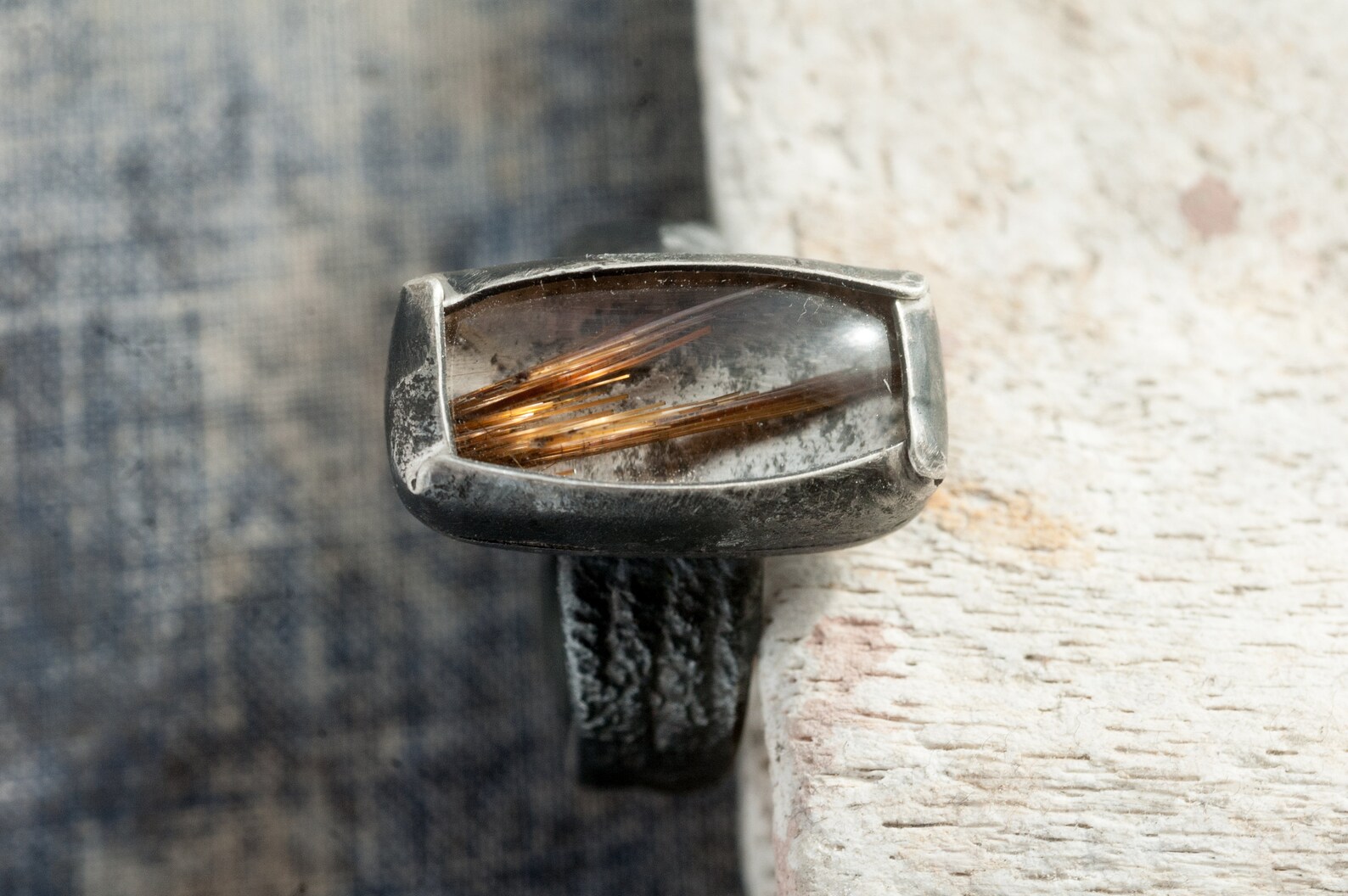 Oxidized Silver Rutile Quartz Ring * Sterling Silver Gemstone Ring ...