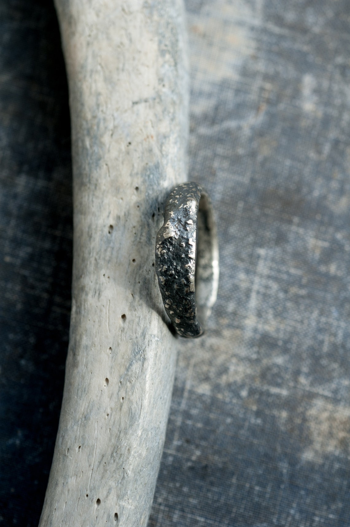 Raw Silver Mens Ring Rustic Silver Ring Unique Mens Ring - Etsy