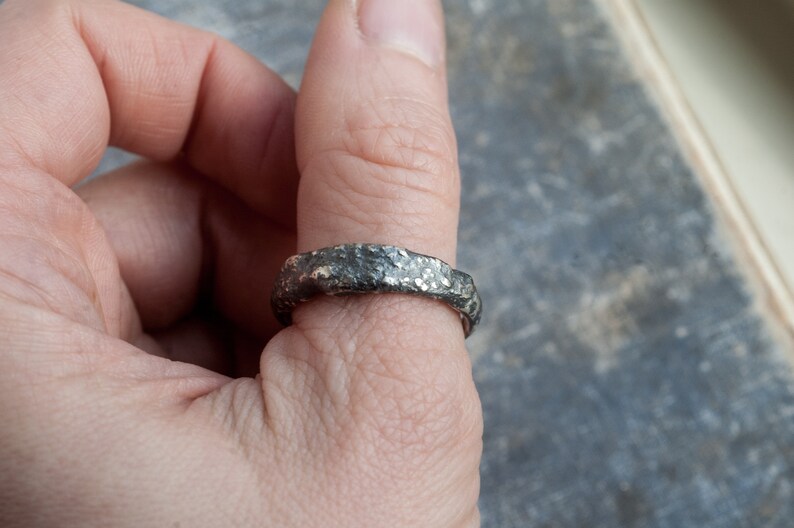 Raw Silver Mens Ring Rustic Silver Ring Unique Mens Ring - Etsy
