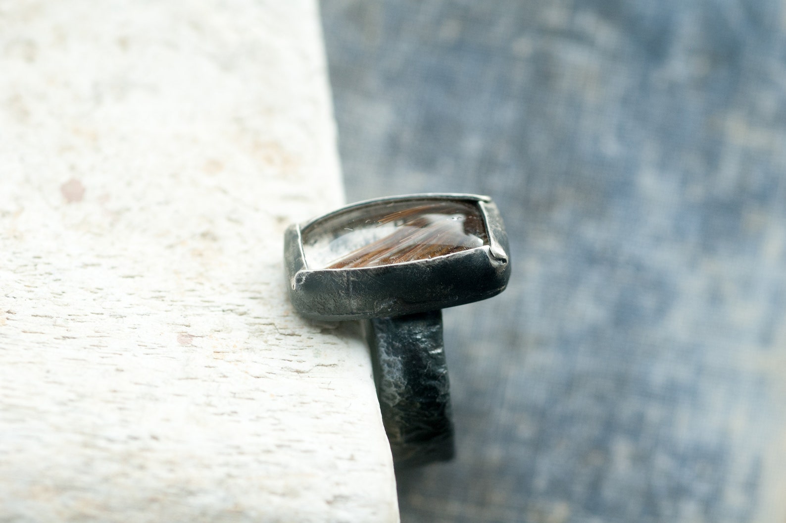 Oxidized Silver Rutile Quartz Ring * Sterling Silver Gemstone Ring ...