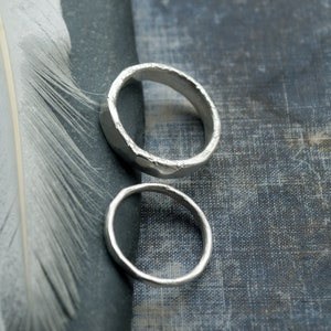 Matching Couples Rings Sterling Silver, Modern Wedding Rings, Handmade ...