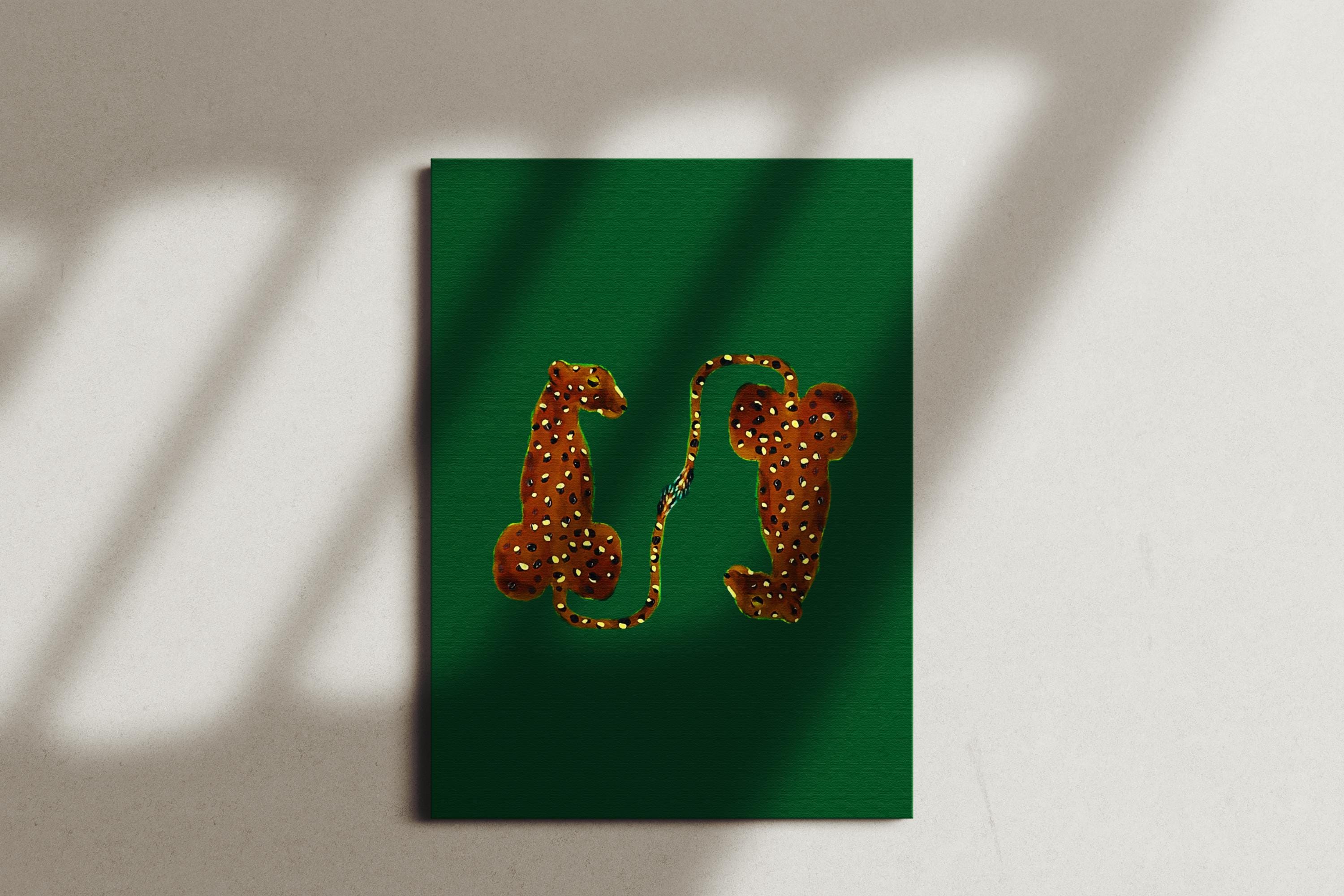 Two Bright Cheetahs Original Art Print Choose Your Size - Etsy