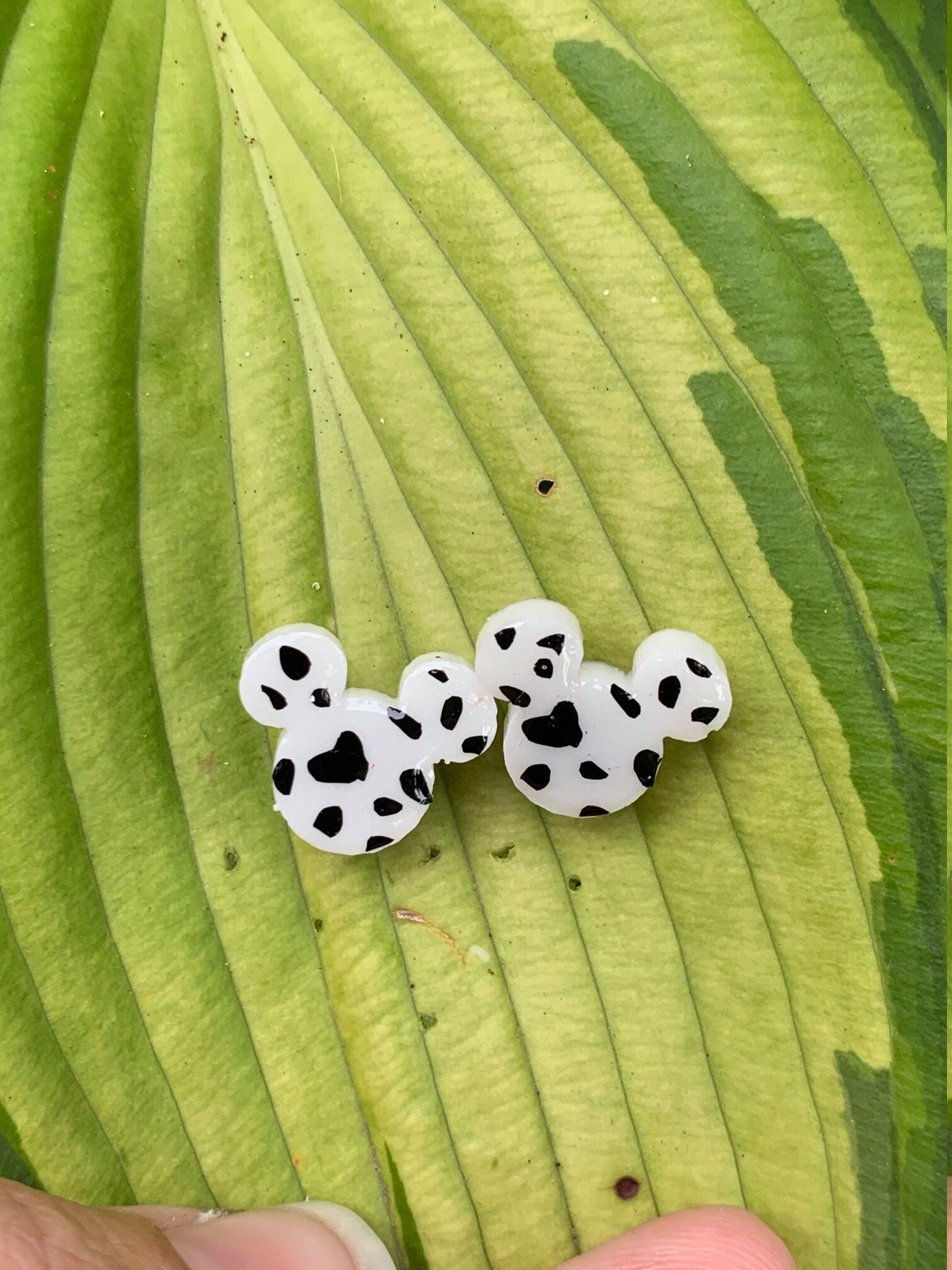 Dalmation Inspired Mouse Ears Stud Earrings - Etsy